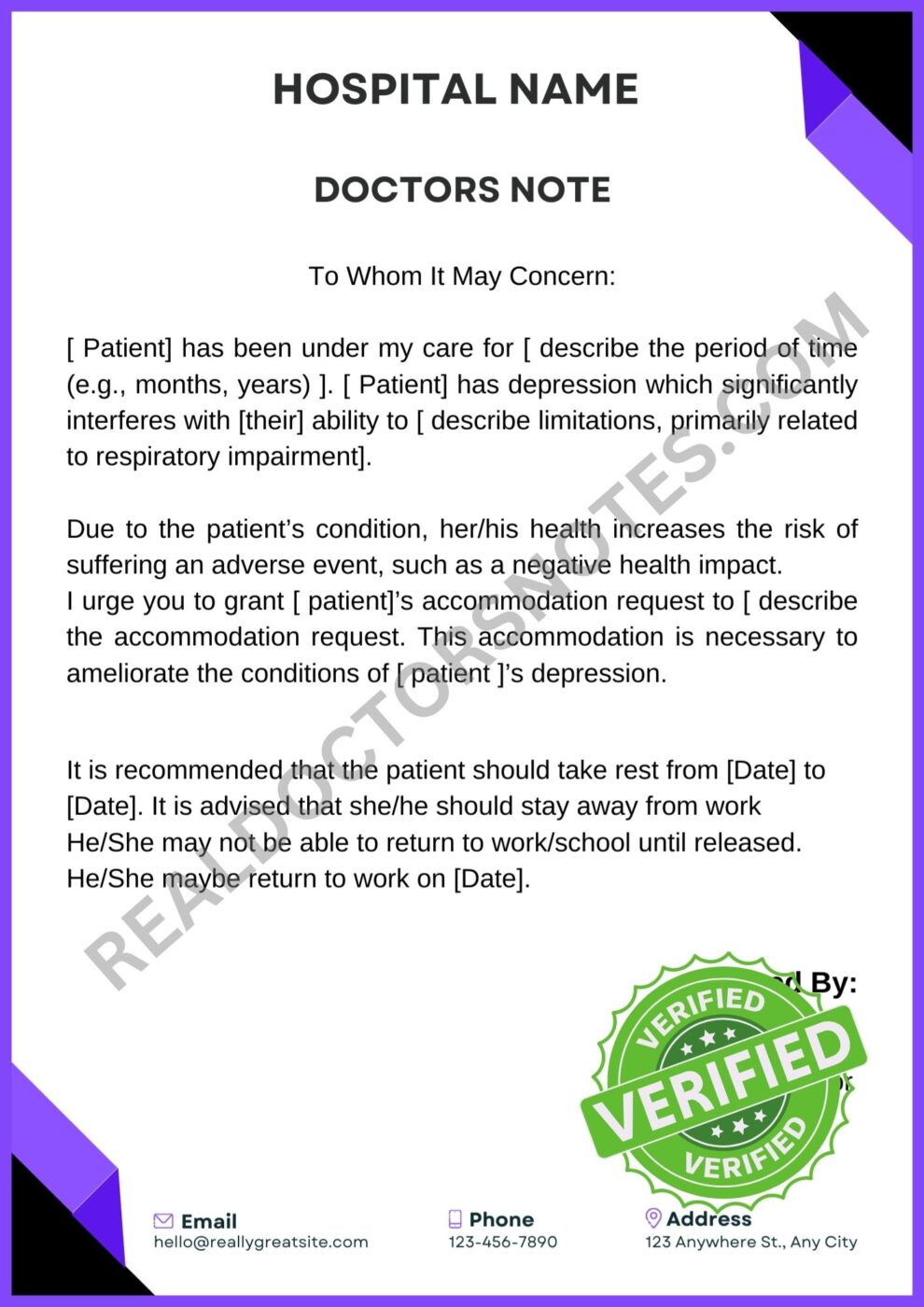 Doctors Note for Surgery Recovery Template