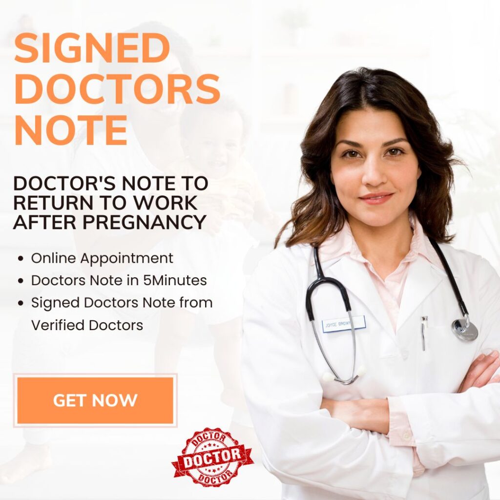 Doctor's Note to return to Work after Pregnancy Template